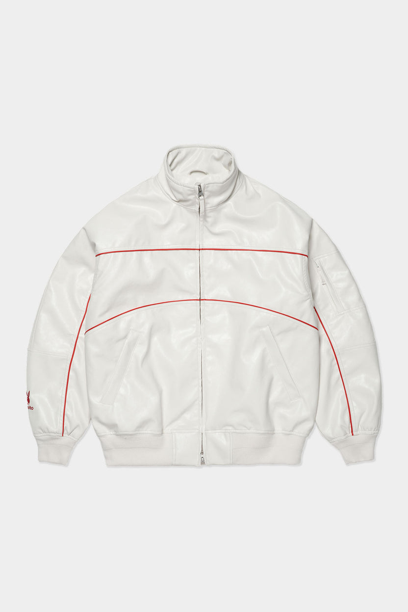 [PLAYBOY x DIMITO] BLOCK FAUX LEATHER JACKET WHITE – DIMITO INTERNATIONAL